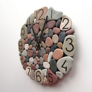Stone Clock 10 Pebble Art Clock Stone Mosaic Wall - Etsy