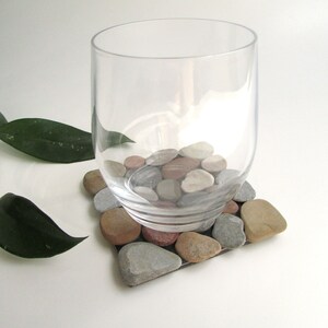 Pebble Coaster, Stone Mosaic Coaster, Coastal Beverage Coaster, Drink ...