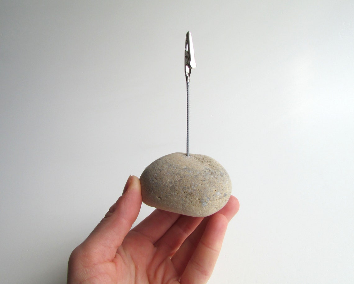 Stone Photo Clip Stand Picture Clip Holder Beach Pebble Art | Etsy