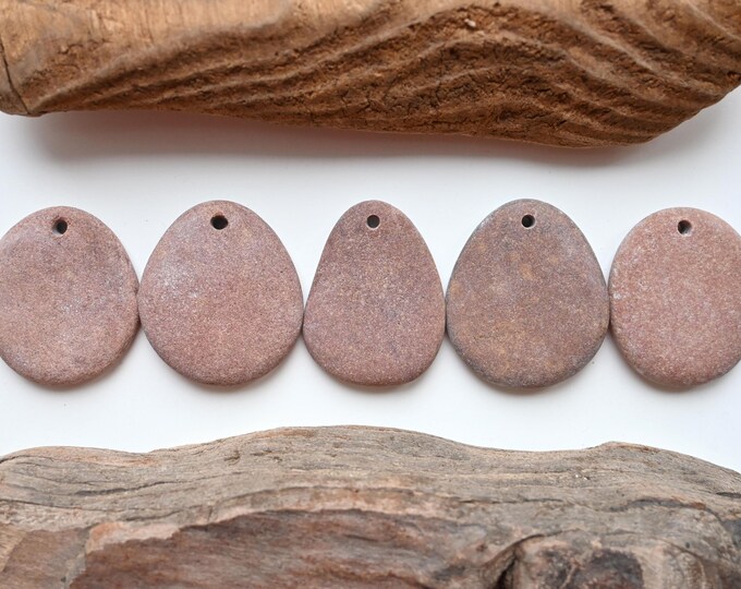 Drilled Beach Pebbles, Top Drilled Stone Charms, Flat Beach Pebble ...