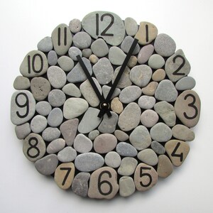 Gray Stone Mosaic Clock 10 Pebble Art Clock Stone Wall - Etsy
