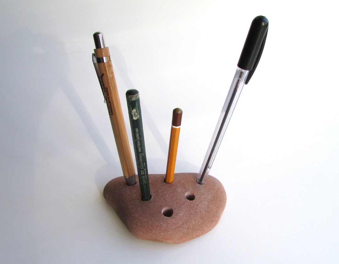 Stone Pen Holder, Heavy Stone Pen Stand, Coastal Office Decor, Office ...
