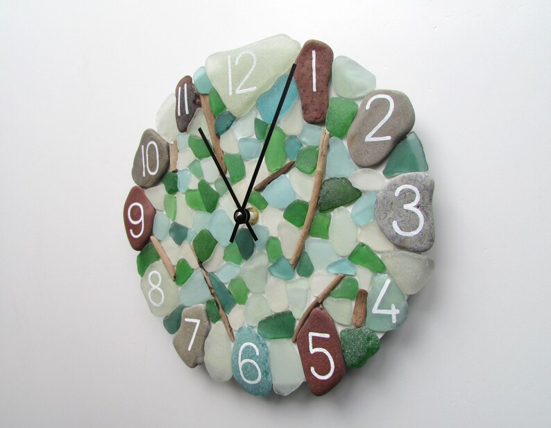 Sea Glass Art Clock 10.5 Driftwood Art Clock Beach - Etsy