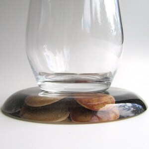 Epoxy Resin Coaster With Beach Pebbles, Stone Beverage Coaster, Coastal ...