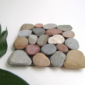 Pebble Coaster, Stone Mosaic Coaster, Coastal Beverage Coaster, Drink ...
