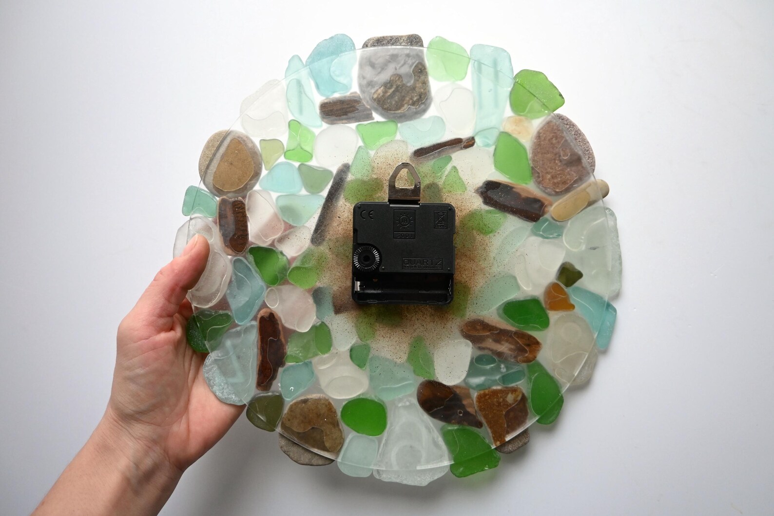 Sea Glass Art Clock 10.5", Driftwood Art Clock, Beach Design Wall Clock ...