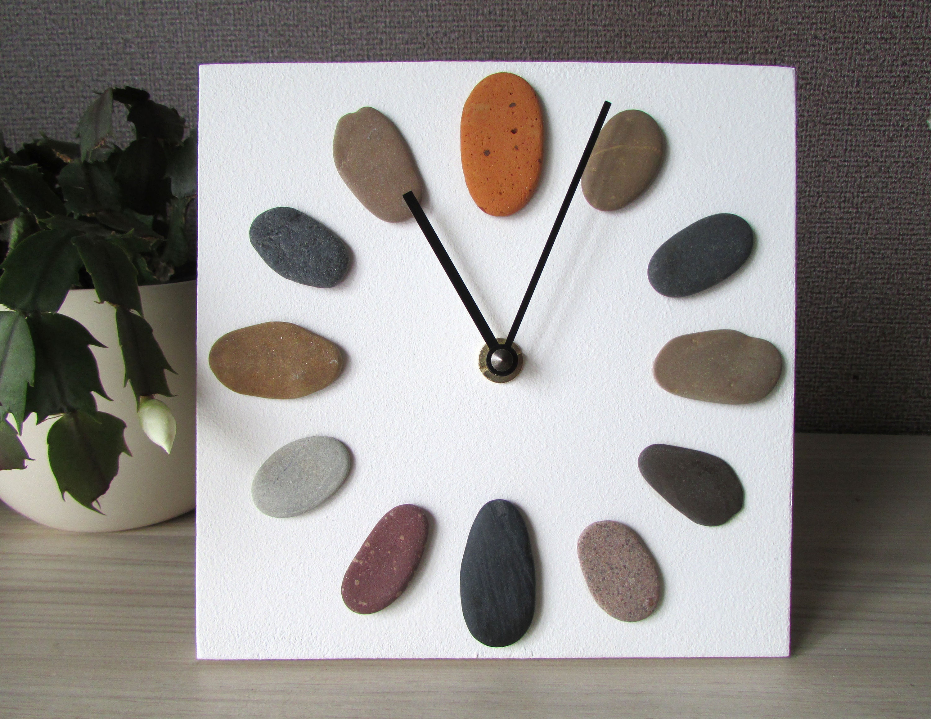 Coastal Desk Clock 7 Pebble Art Clock Driftwood Art | Etsy