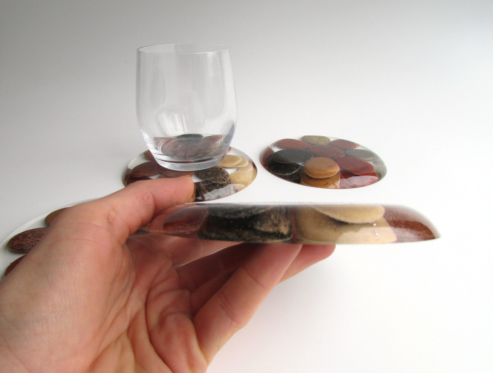 Epoxy Resin Coaster With Beach Pebbles Stone Beverage | Etsy