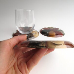 Epoxy Resin Coaster With Beach Pebbles, Stone Beverage Coaster, Coastal ...