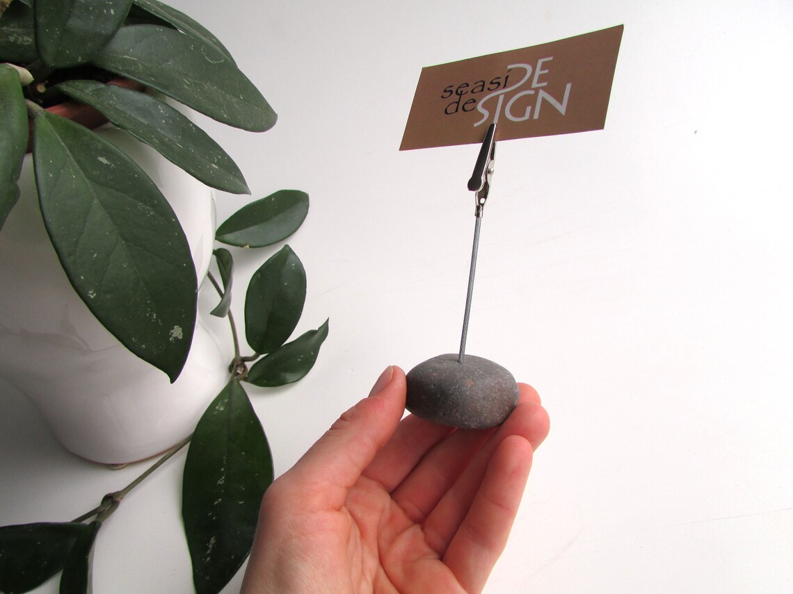 Stone Photo Clip Stand Picture Clip Holder Beach Pebble Art - Etsy