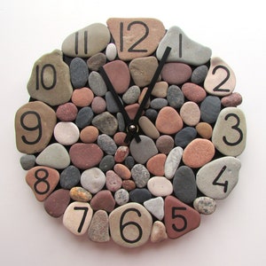Stone Clock 10 Pebble Art Clock Stone Mosaic Wall - Etsy