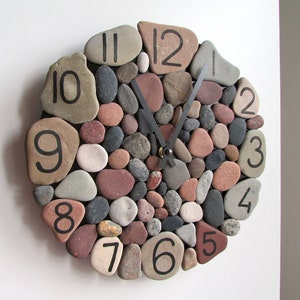 Stone Clock 10 Pebble Art Clock Stone Mosaic Wall - Etsy