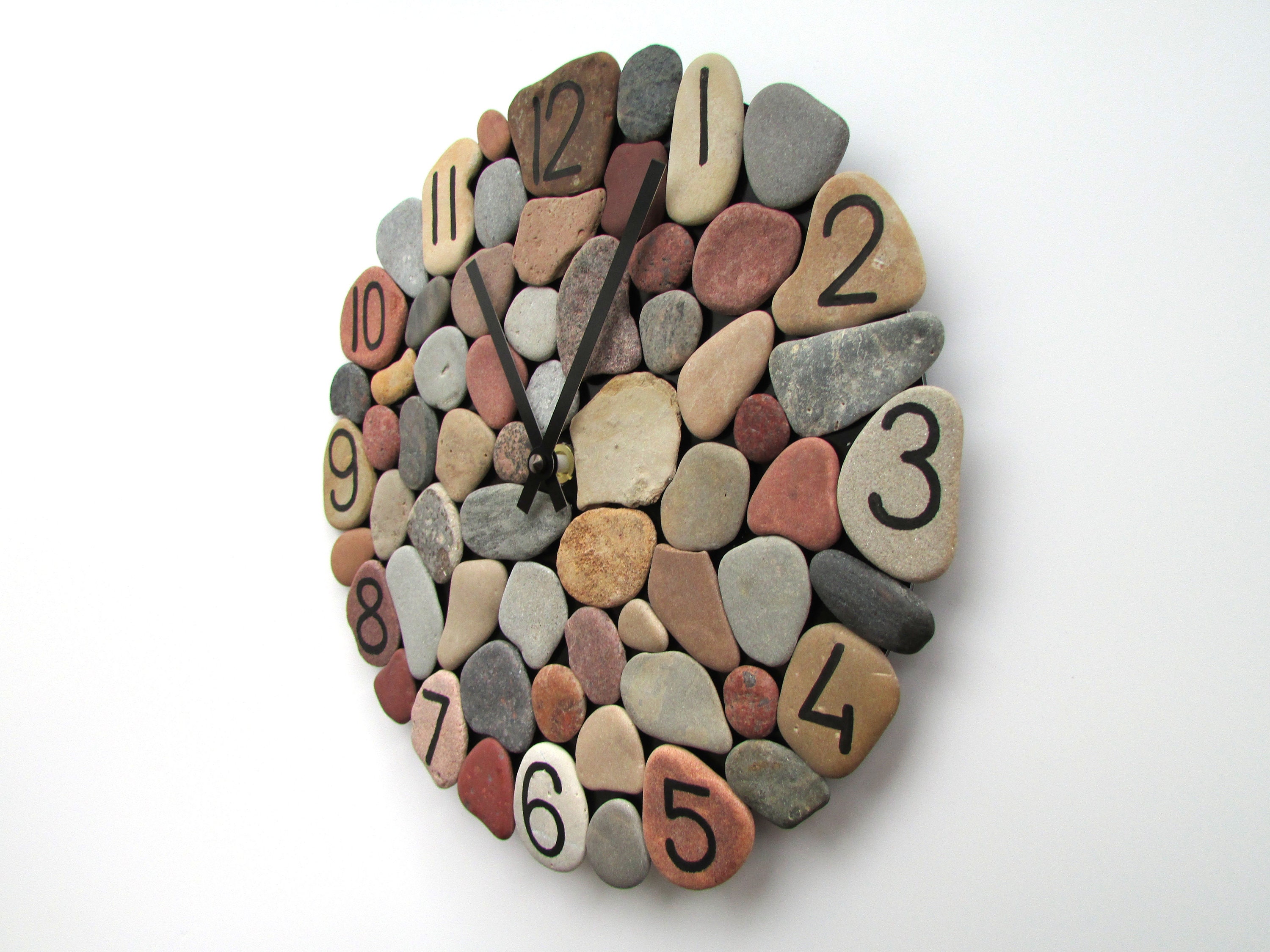 Stone Clock 10 Pebble Art Clock Stone Mosaic Wall - Etsy