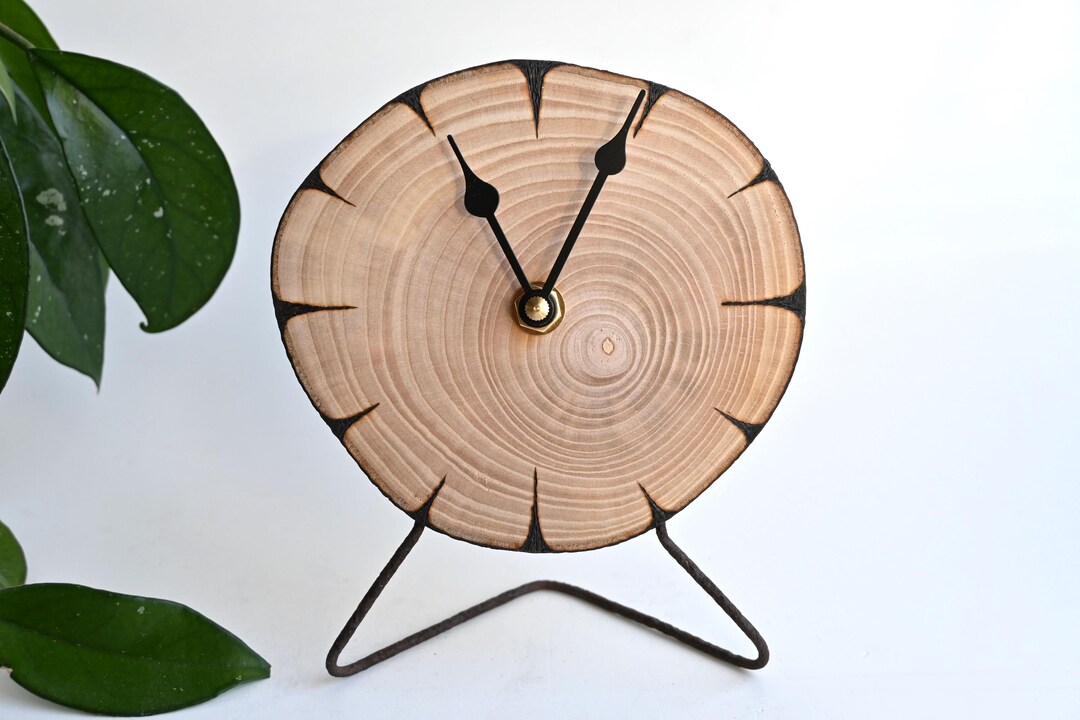 Wooden Desk Clock 6", Rustic Wood Table Clock, Mantelpiece Clock ...