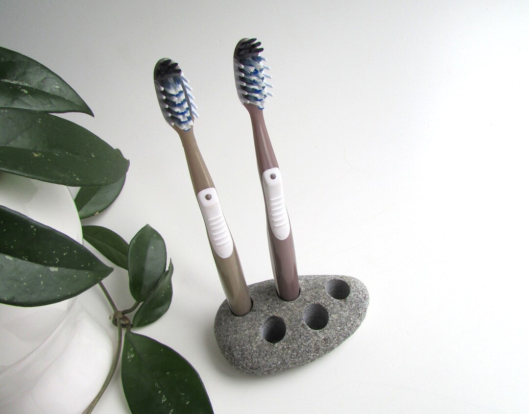 Stone Toothbrush Holder, Stone Toothbrush Stand, Coastal Bathroom Decor ...