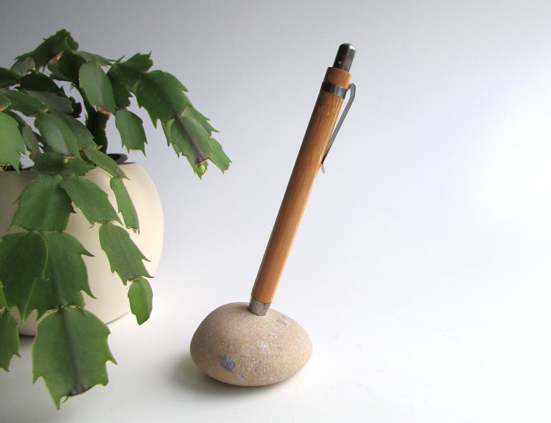 Stone Pen Holder Heavy Stone Pen Stand Coastal Office Decor - Etsy