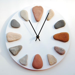 Sea Stone Clock 11, Natural Stone Clock, Beach Pebble Art Wall Clock ...