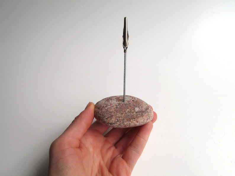 Stone Photo Clip Stand Picture Clip Holder Beach Pebble Art | Etsy