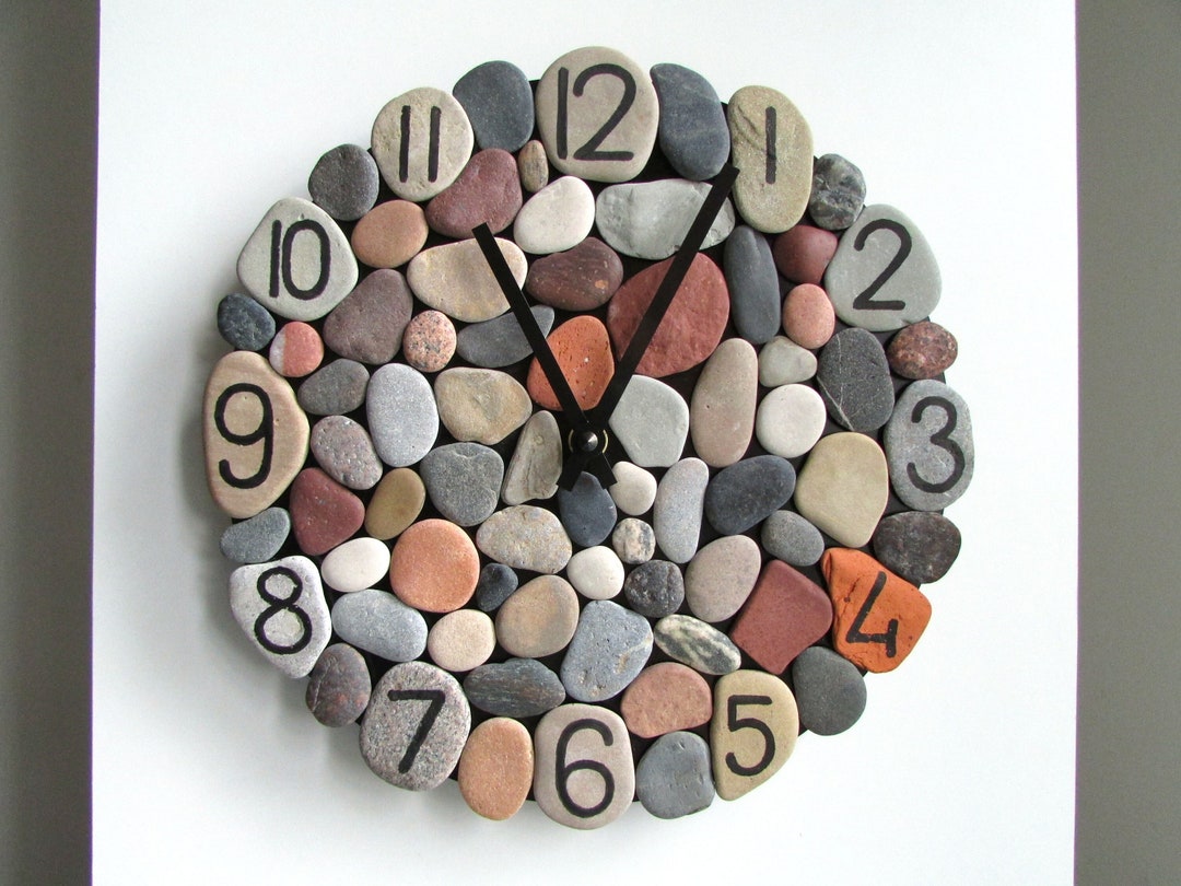 Stone Clock 10 Pebble Art Clock Stone Mosaic Wall - Etsy