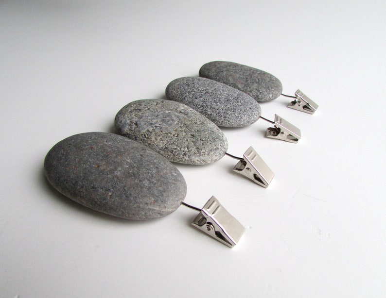 Stone Tablecloth Weights Coastal Tablecloth Clips Grey Beach | Etsy