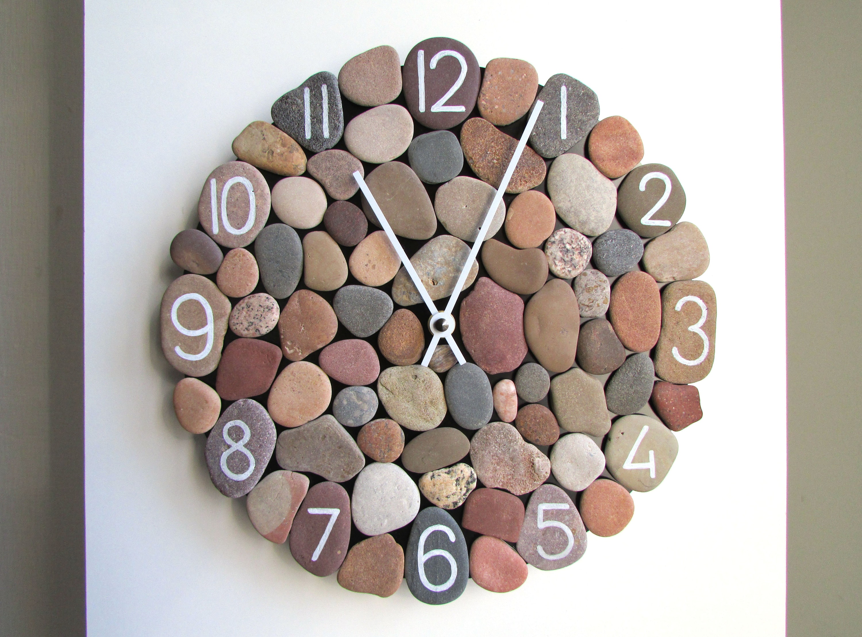 Stone Clock 10 Pebble Art Clock Stone Wall Clock | Etsy