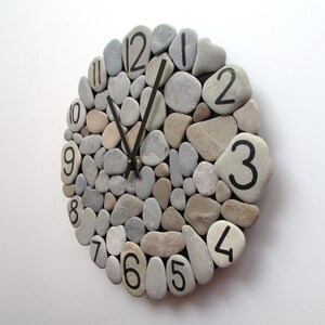 Gray Stone Mosaic Clock 10 Pebble Art Clock Stone Wall - Etsy