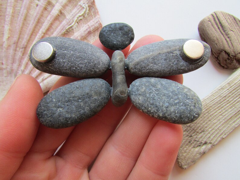 Pebble Art Magnet Dark Dragonfly Sea Stone Shape Fridge - Etsy