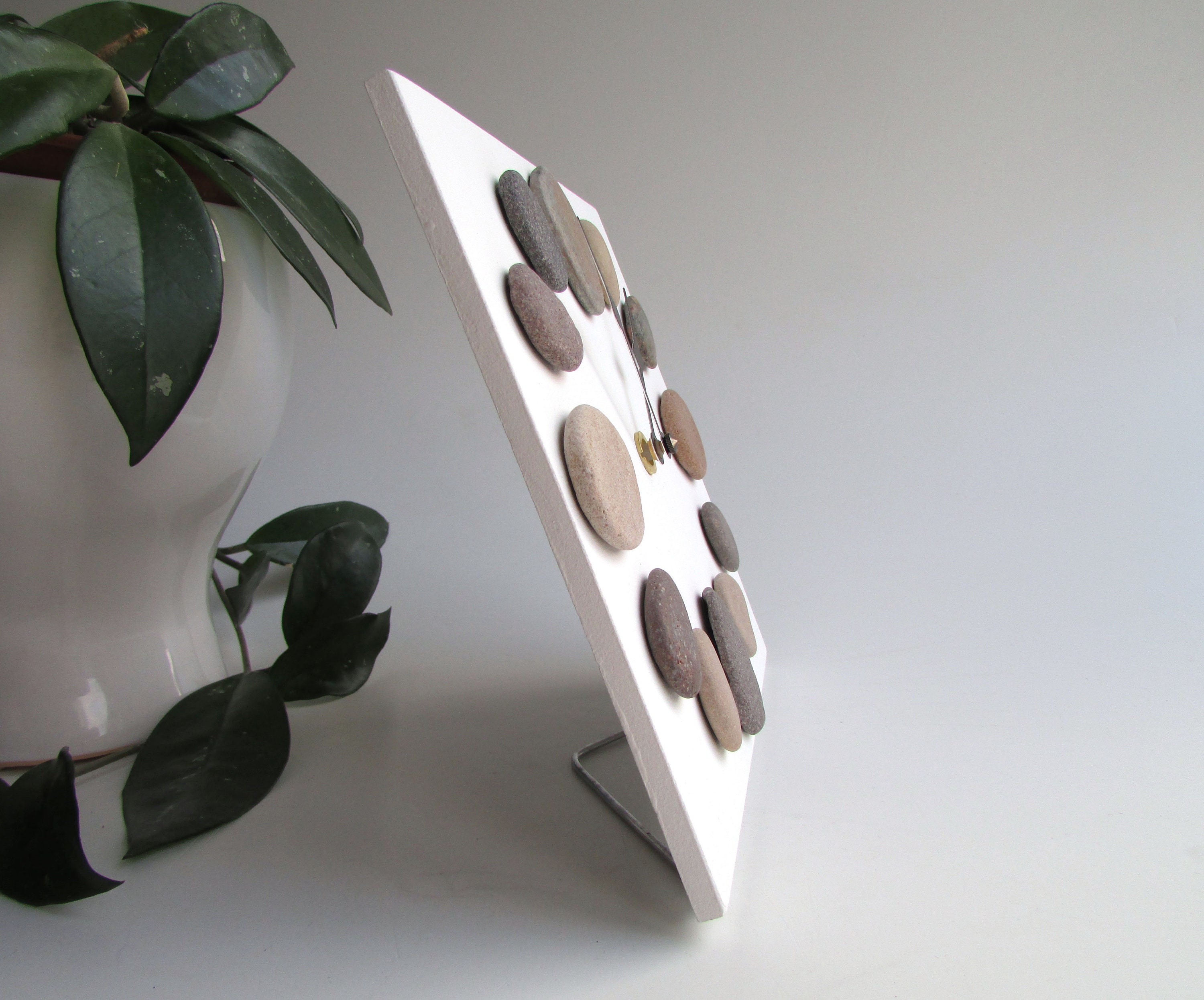 Gray Stone Desk Clock 7 Pebble Art Clock Coastal - Etsy