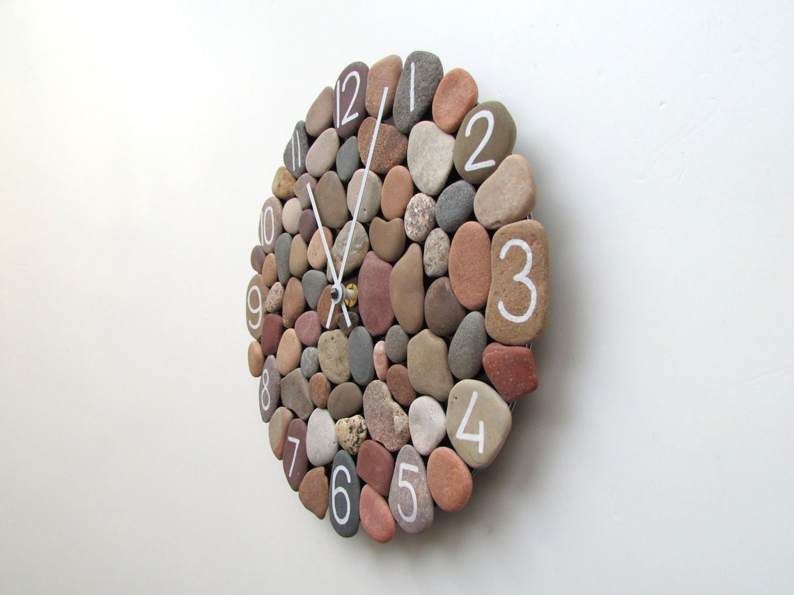 Stone Clock 10 Pebble Art Clock Stone Wall Clock | Etsy