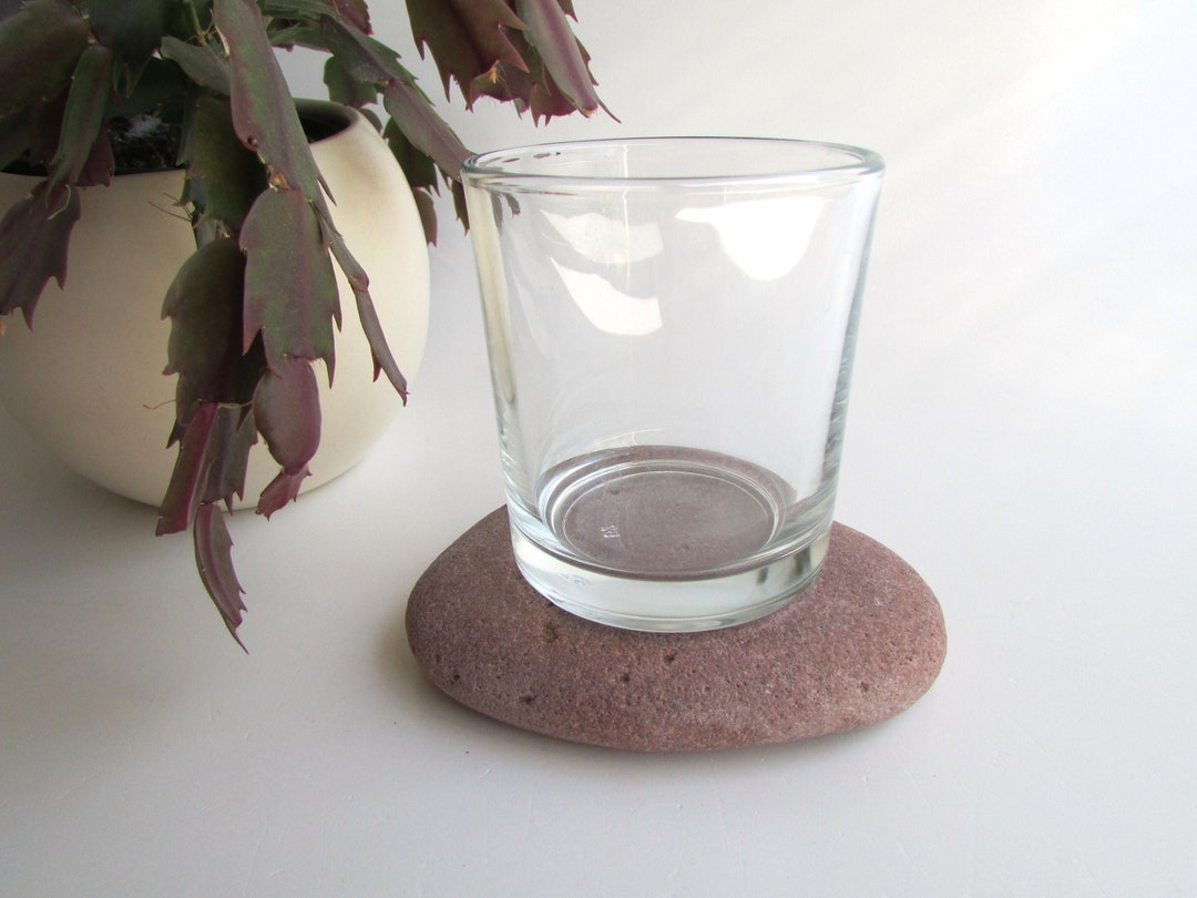 Stone Coaster 5", Flat Rock Cup Holder, Beach Pebble Art, Stone Slice ...