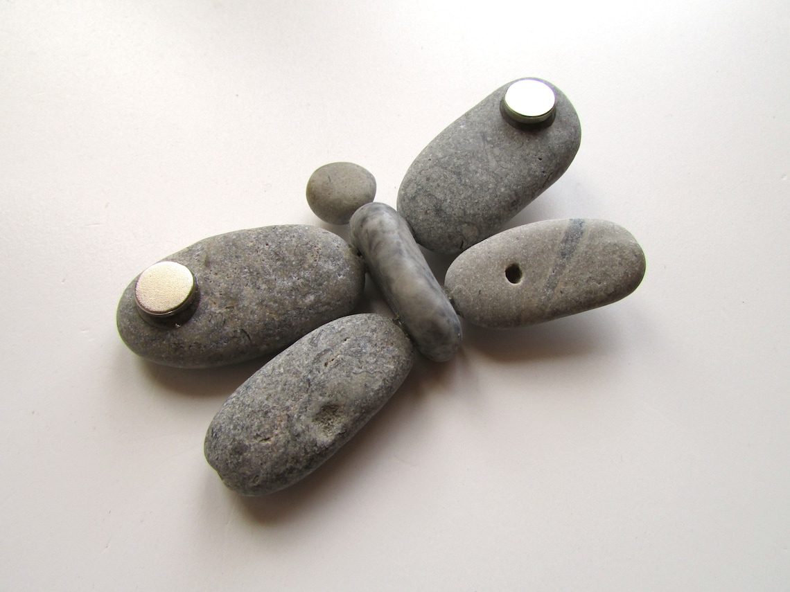 Stone Dragonfly Magnet Pebble Art Sea Stone Shape Fridge | Etsy