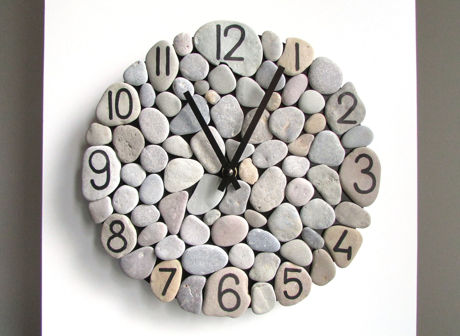 Gray Stone Mosaic Clock 10 Pebble Art Clock Stone Wall - Etsy