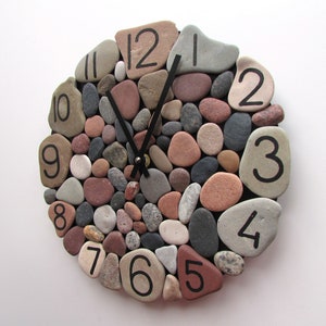 Stone Clock 10 Pebble Art Clock Stone Mosaic Wall - Etsy