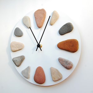 Sea Stone Clock 11, Natural Stone Clock, Beach Pebble Art Wall Clock ...