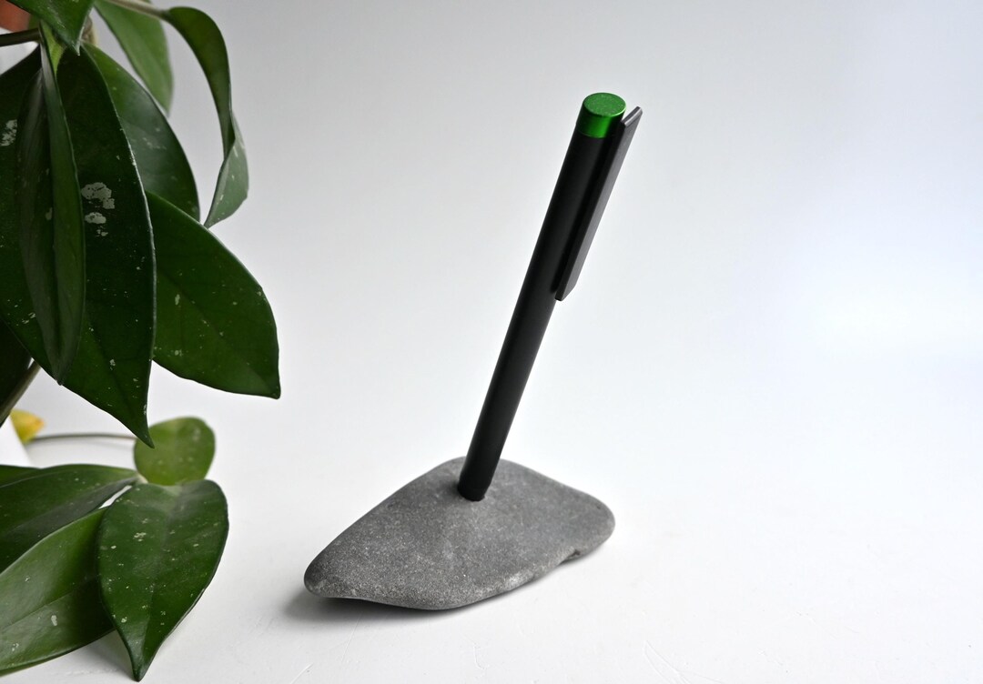 Stone Pen Holder, Rock Pen Stand, Coastal Office Decor, Office Desk ...