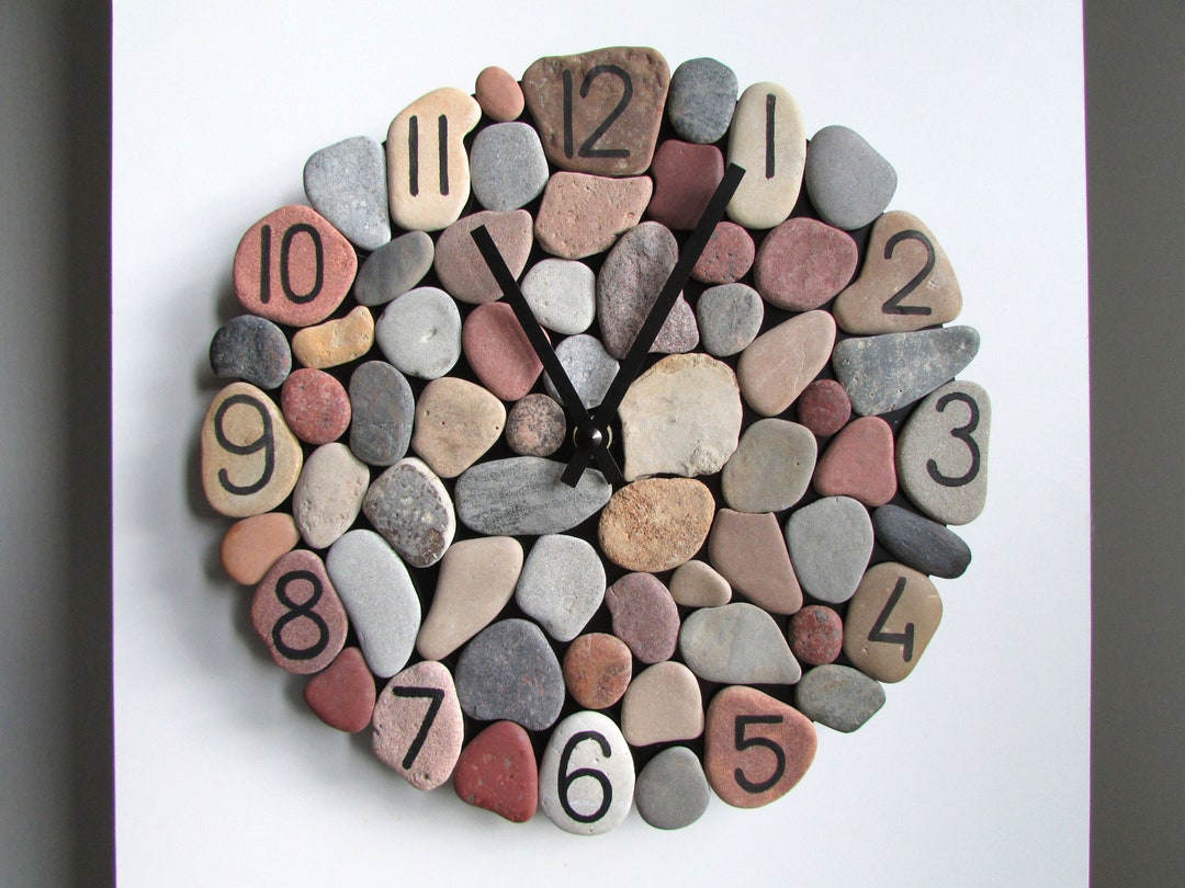 Stone Clock 10 Pebble Art Clock Stone Mosaic Wall - Etsy