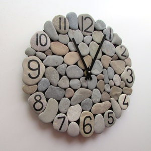 Gray Stone Mosaic Clock 10 Pebble Art Clock Stone Wall - Etsy