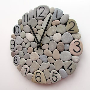 Gray Stone Mosaic Clock 10 Pebble Art Clock Stone Wall - Etsy