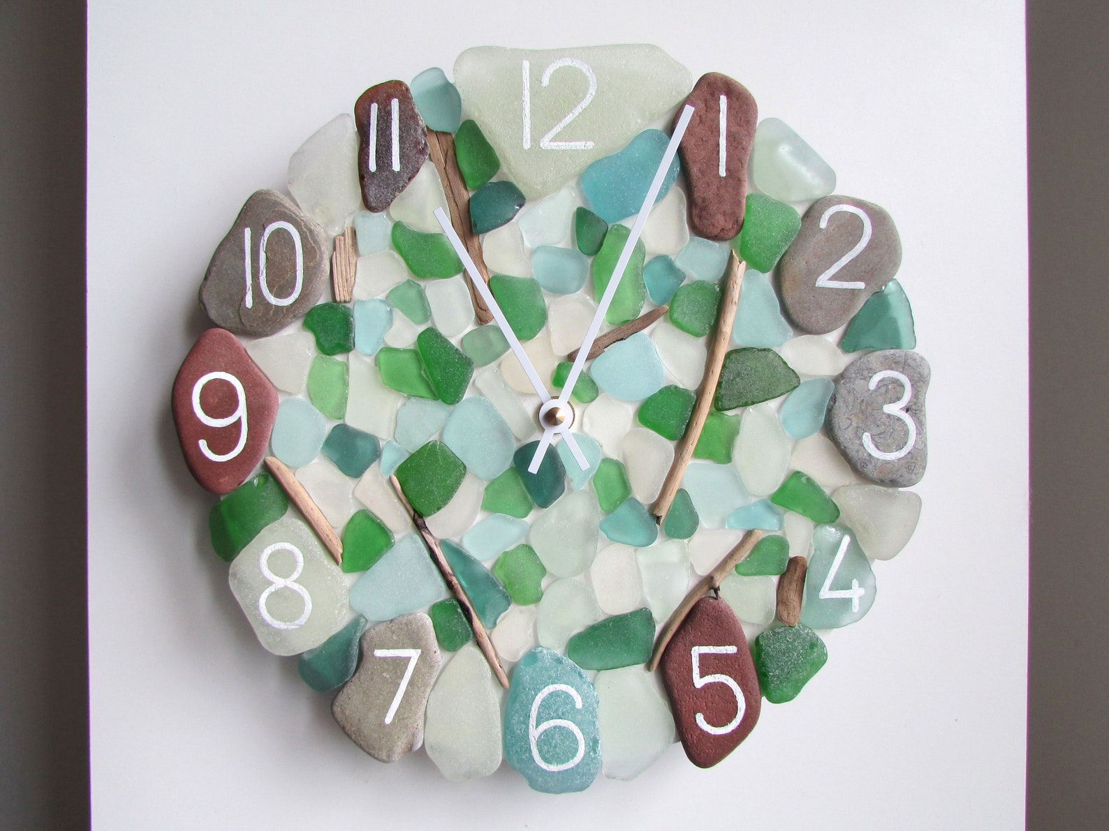 Sea Glass Art Clock 10.5 Driftwood Art Clock Beach - Etsy