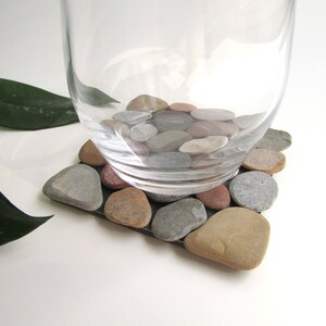 Pebble Coaster, Stone Mosaic Coaster, Coastal Beverage Coaster, Drink ...