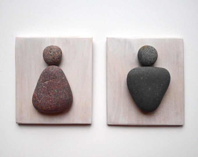 Coastal WC Signs, Beach Theme Toilet Signs, Pebble Art, Office Toilet ...