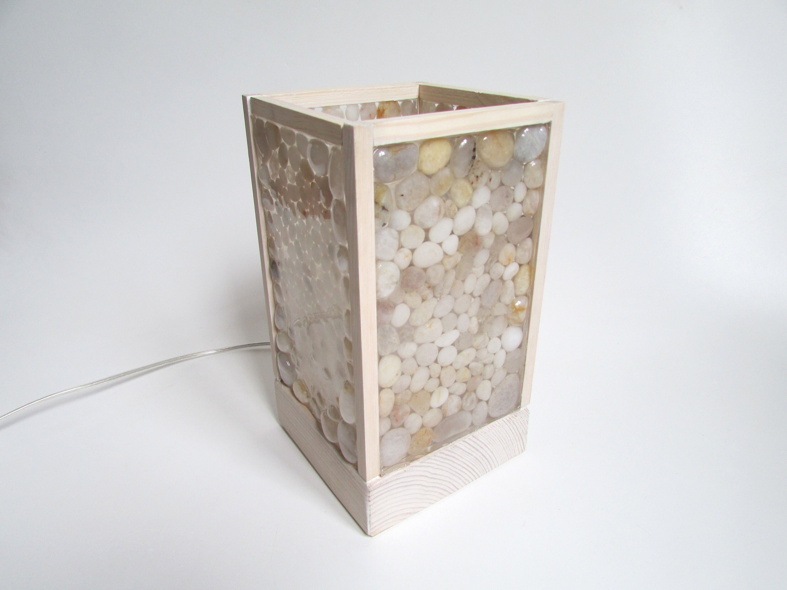 White Stone Lamp Coastal Stone Nightlight Beach Pebble Art | Etsy