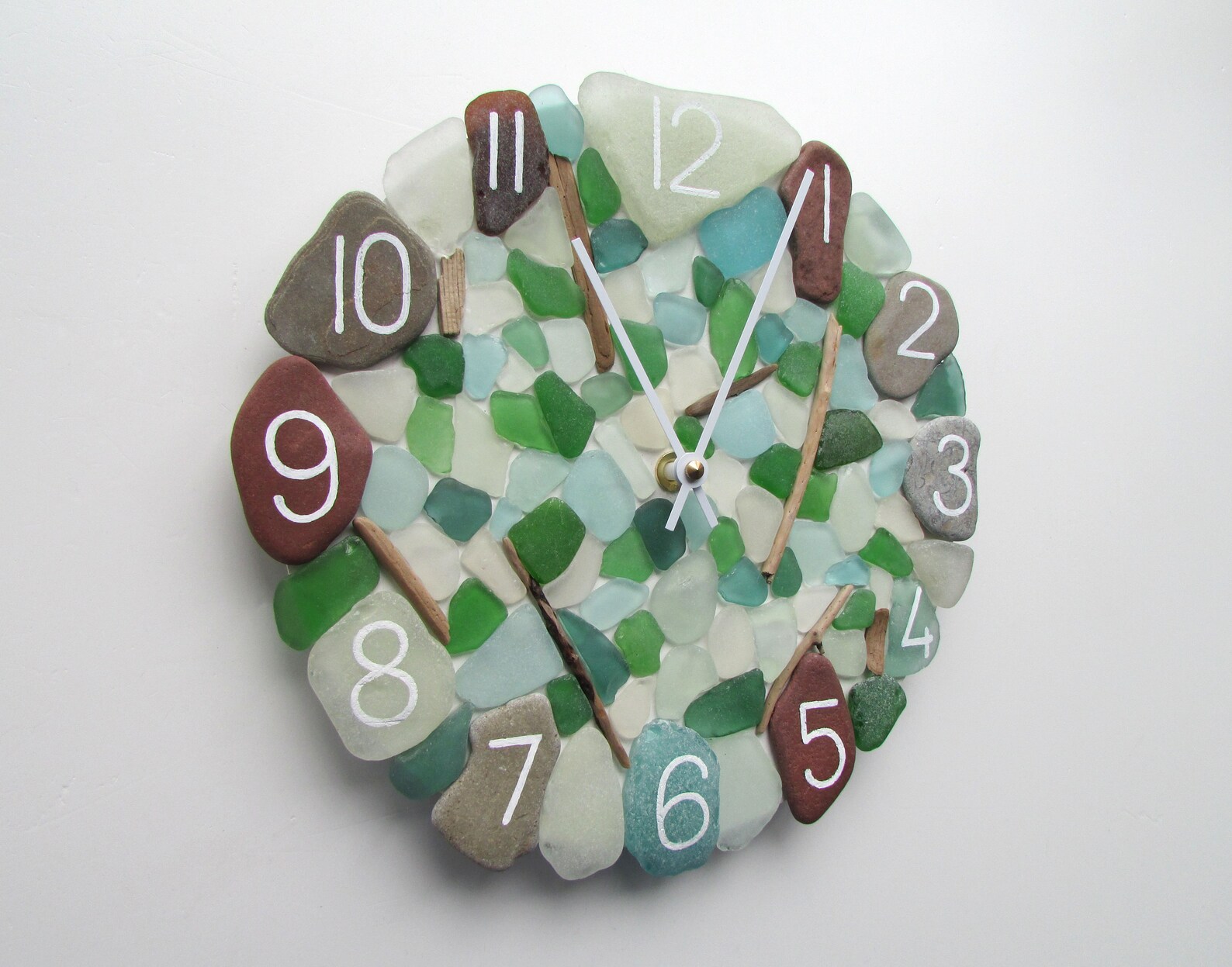 Sea Glass Art Clock 10.5 Driftwood Art Clock Beach - Etsy