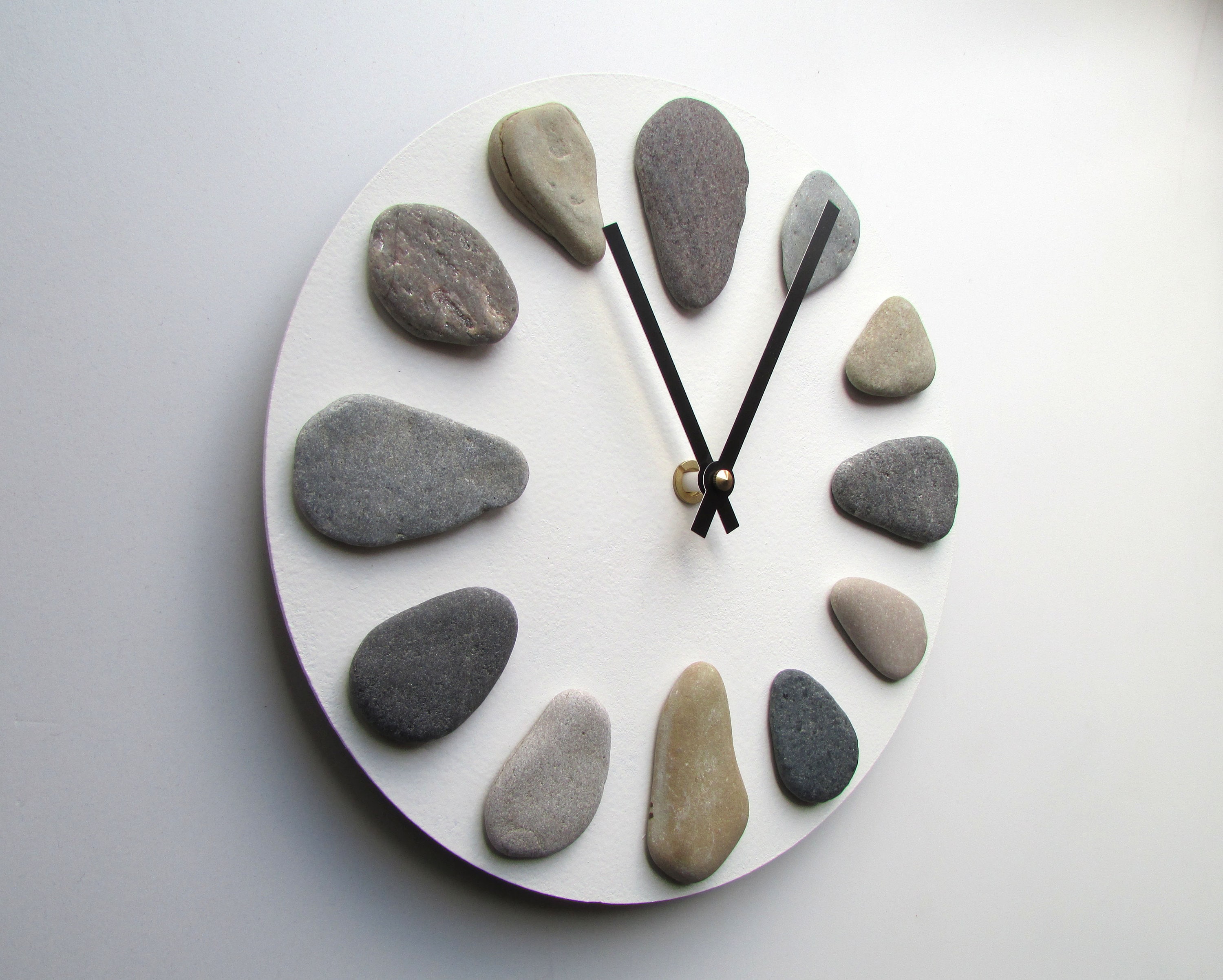 Stone Clock 9.5 Gray Stone Wall Clock Beach Pebble Art - Etsy