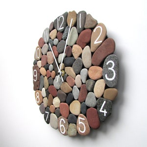 Stone Clock 10 Pebble Art Clock Stone Wall Clock - Etsy