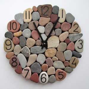 Stone Clock 10 Pebble Art Clock Stone Mosaic Wall - Etsy