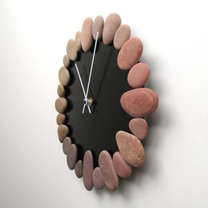 Pebble Art Clock 11", Coastal Stone Clock, Sea Pebble Wall Clock, Beach ...