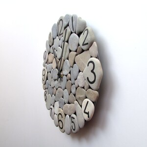 Gray Stone Mosaic Clock 10 Pebble Art Clock Stone Wall - Etsy