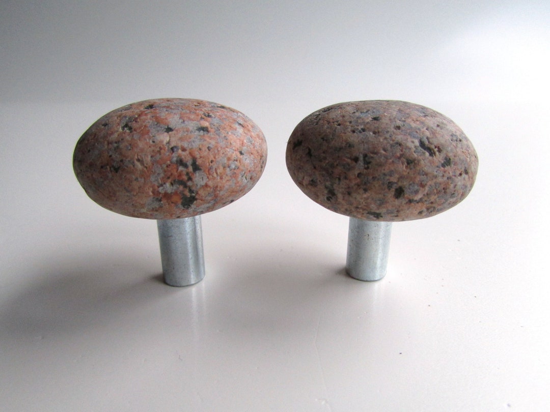 Stone Knob Pair 35 Mm, Beach Stone Door Knobs, Natural Stone Cupboard Knob, Sea Stone Pull ...