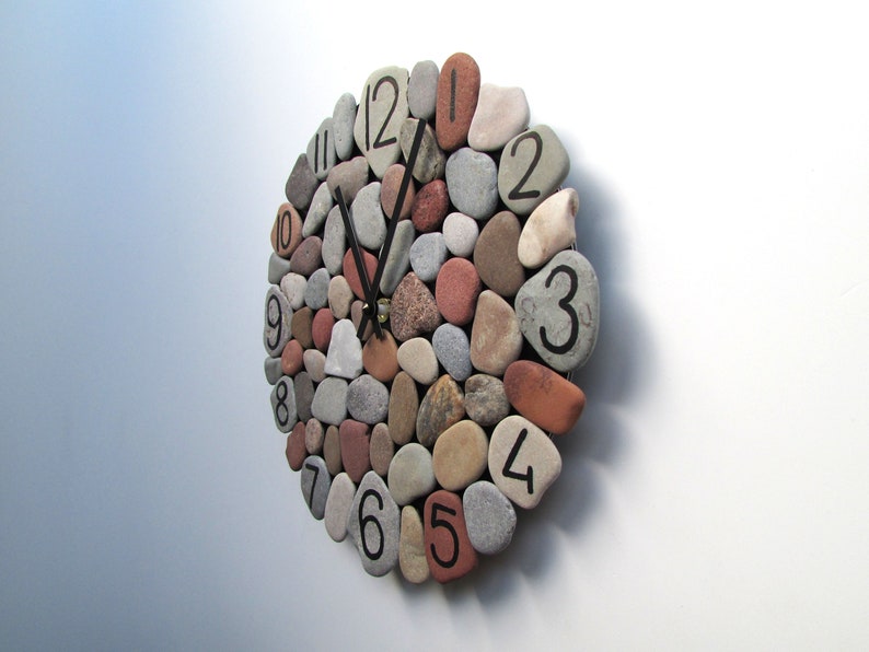 Stone Clock 10 Pebble Art Clock Stone Wall Clock | Etsy